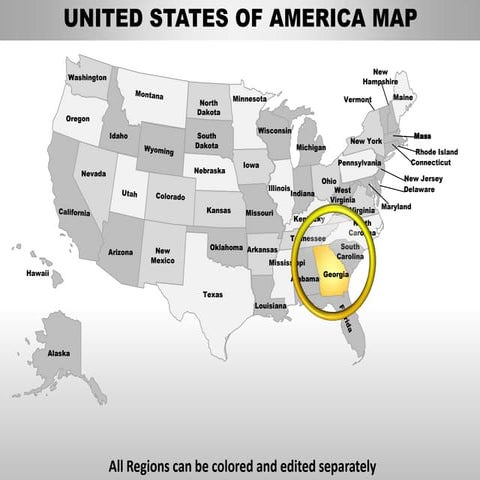 Usa georgia state powerpoint county editable ppt maps and templates | PPTX