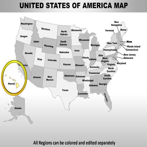 Usa hawaii state powerpoint county editable ppt maps and templates | PPTX