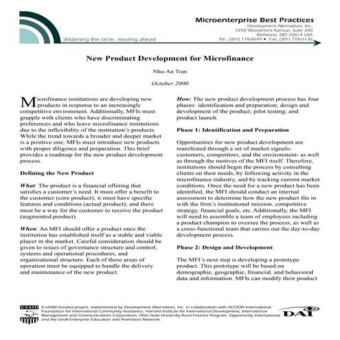 Usaid new product_development_microfinance_brief | PDF