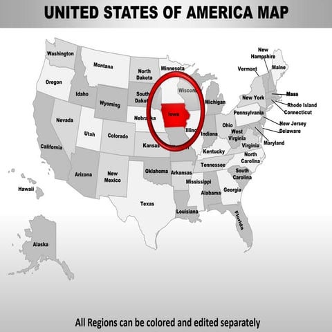 Usa iowa state powerpoint county editable ppt maps and templates | PPTX