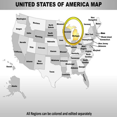Usa michigan state powerpoint county editable ppt maps and templates | PPTX