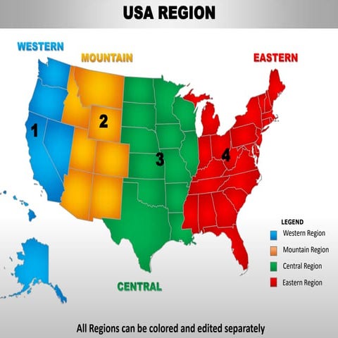Usa mountain region country editable powerpoint maps with states and ...