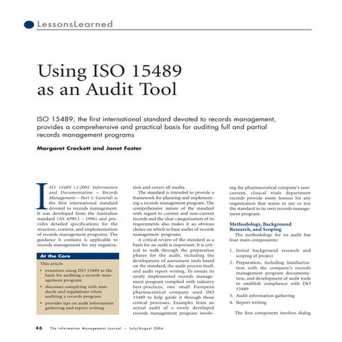 Usando ISO 15489 como herramienta de auditoria | PDF | Business | Business and Finance
