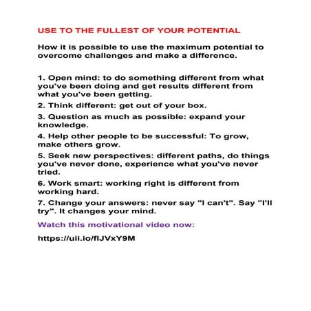 USE TO THE FULLEST OF YOUR POTENTIAL | PDF