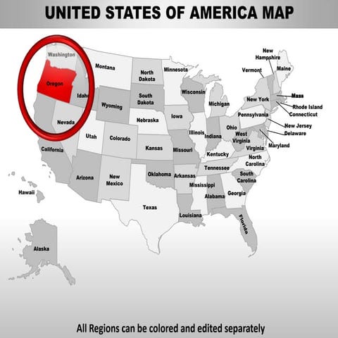 Usa oregon state powerpoint county editable ppt maps and templates | PPTX
