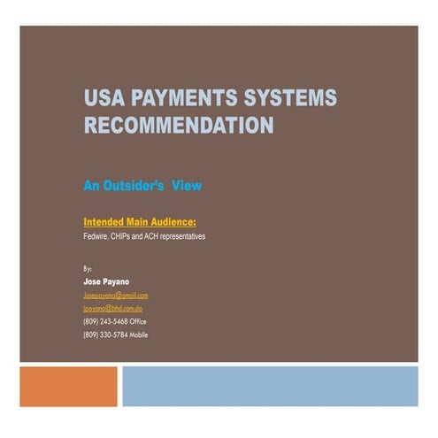 Usa payments systems recommedation | PDF