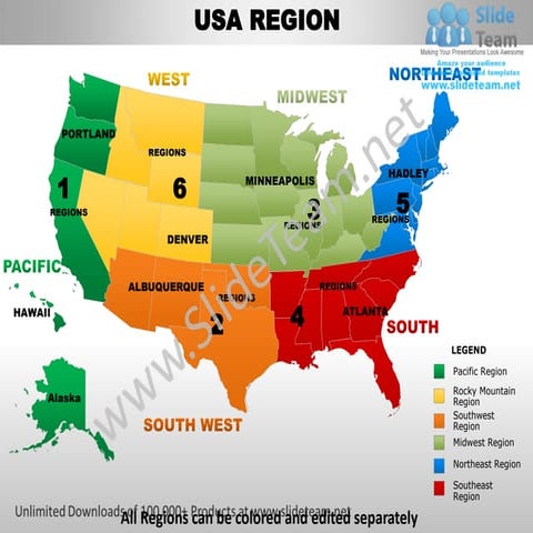 Usa rocky mountain region country editable powerpoint maps with states ...