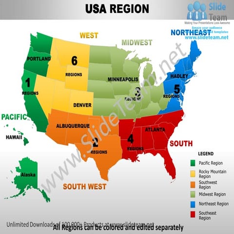 Usa south west region country editable powerpoint maps with states and ...
