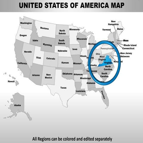 Usa virginia state powerpoint county editable ppt maps and templates | PPTX