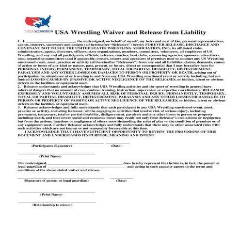 Usa wrestling waiver | PDF