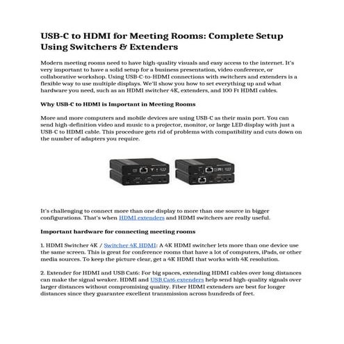 USB-C to HDMI for Meeting Rooms_ Complete Setup Using Switchers ...