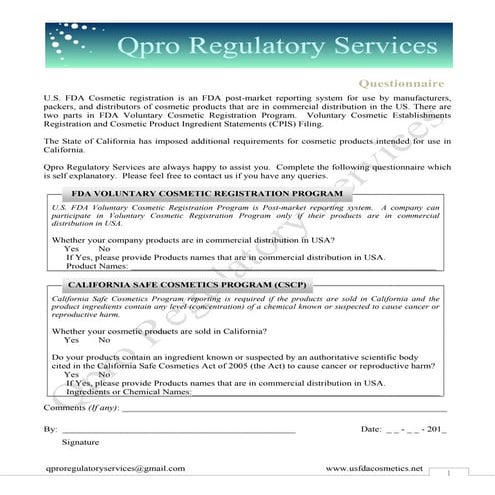 US California Safe Cosmetics Program reporting Form_Qpro Regulatory ...