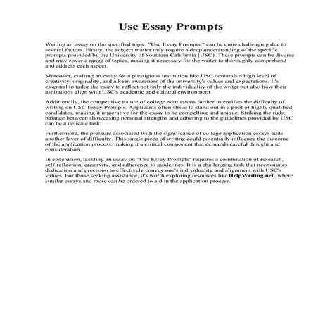 Usc Essay Prompts | PDF