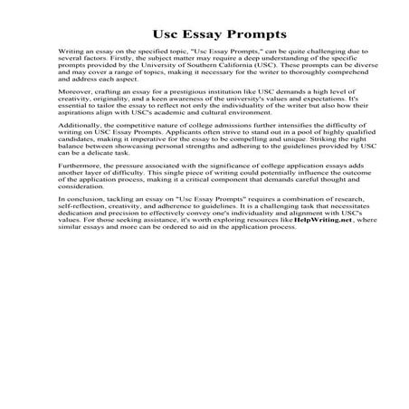 Usc Essay Prompts | PDF | Video Gaming