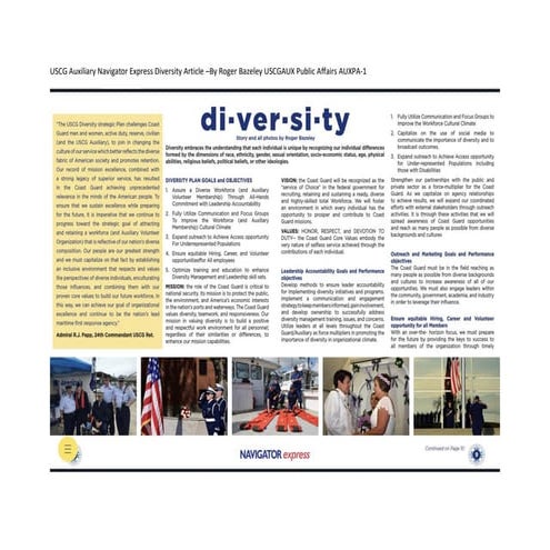 USCG AUXILIARY - DIVERSITY ARTICLE - Roger Bazeley USCGAUX PA-1 ...