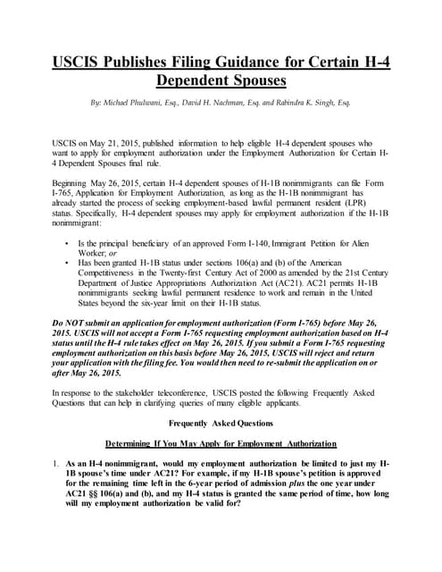 How to get an h4 ead or an H4 Work Permit? | PPT