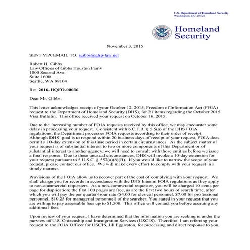 Uscis response to gibbs foia | PDF