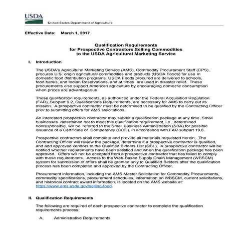 Usda new vendorqualificationrequirements2017 | PDF