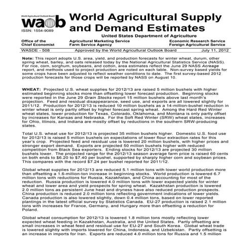 Usda report july 2012 | PDF