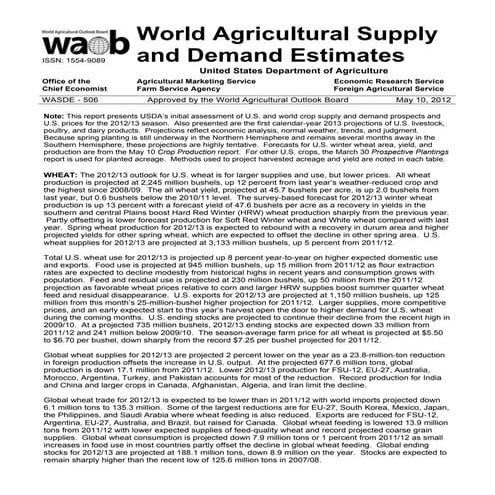 USDA Report May 2012 | PDF | Agriculture | Industries