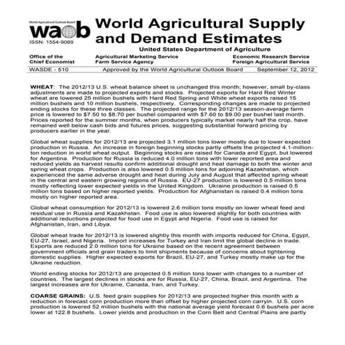 Usda report september 2012 | PDF