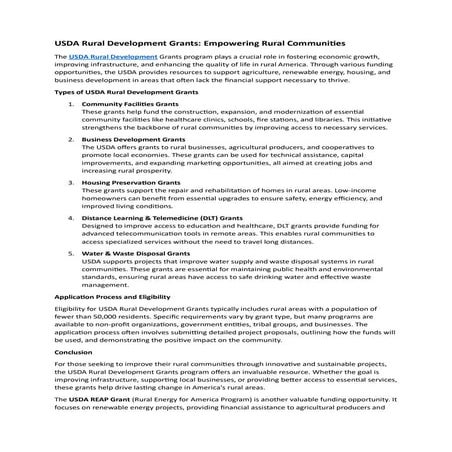 USDA Rural Development Grants: Empowering Rural Communities | PDF