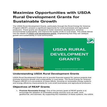 Empower Growth with USDA Rural Development Grants for Sustainable ...