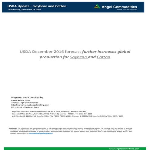 USDA update Dec 2016 | PDF | Agriculture | Industries