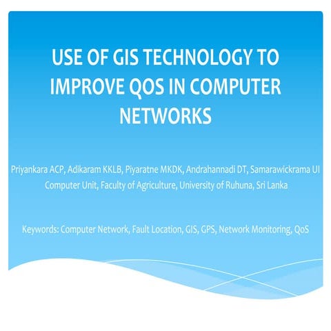Use of GIS technology to improve QOS in computer networks | PDF