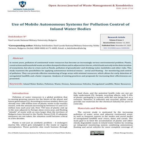 Use of Mobile Autonomous Systems for Pollution Control of Inland Water ...