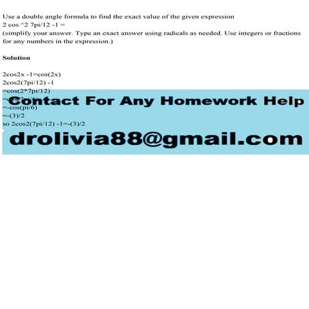 Use a double angle formula to find the exact value of the given expr.pdf