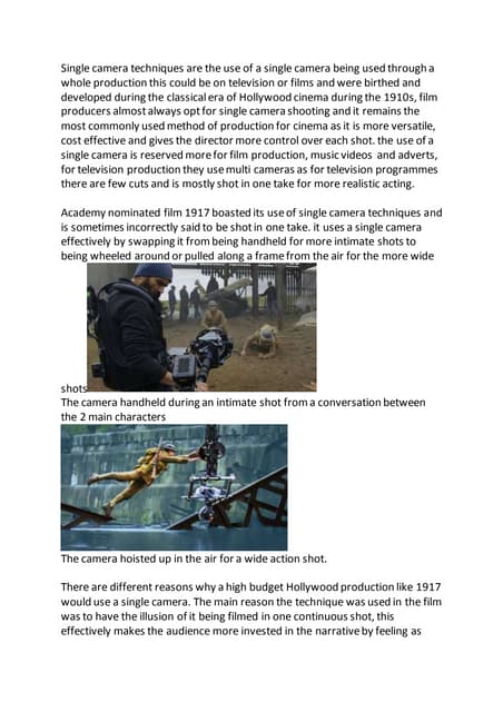 Unit 20 single camera technique | PDF