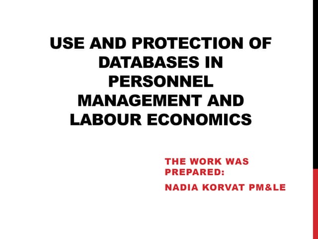 Use And Protection Of Databases In Personnel Management Ppt