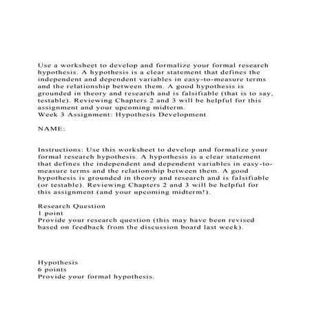 Use a worksheet to develop and formalize your formal researc.docx