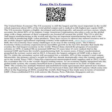Us Economy Essay | PDF