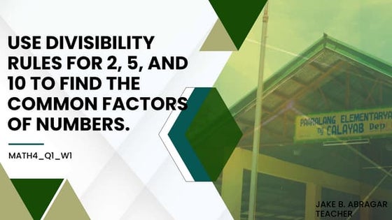 Presentation1.pptx Divisibility Rules Grade 5 | PPTX | Education