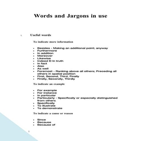 Useful english words and jargons | DOC