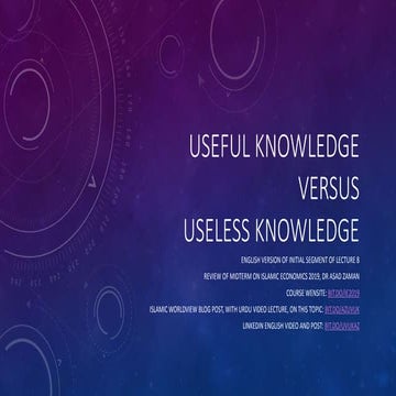 Useful knowledge Versus Useless Knowledge | PPT