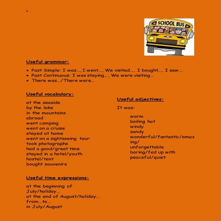 Useful phrases and vocabulary - after holiday | PDF