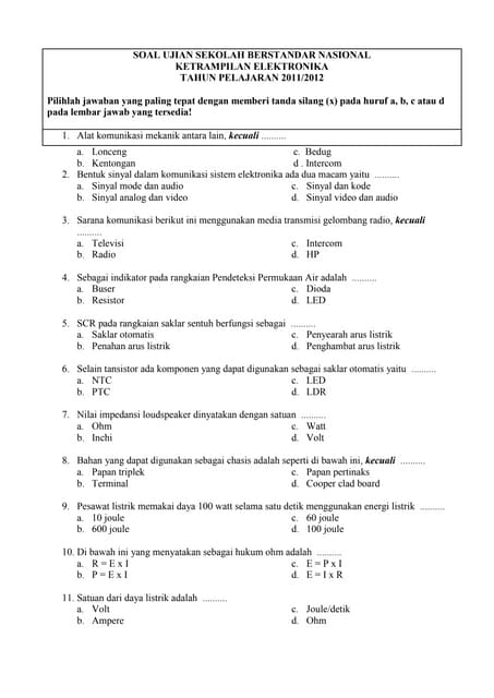 Soal latihan elektronika dasar 1 | PDF