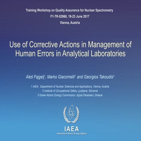 Use of Corrective Actions in Management of Human Errors in Analytical ...