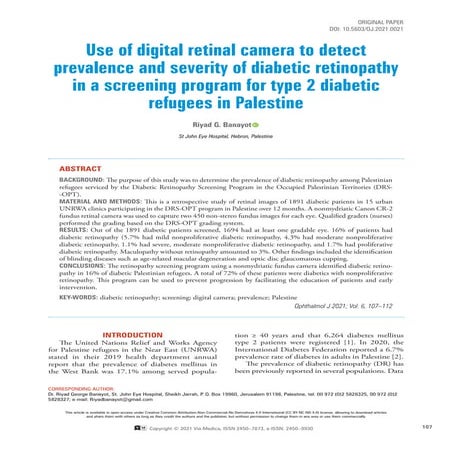 Use of digital retinal camera to detect prevalence and severity of ...