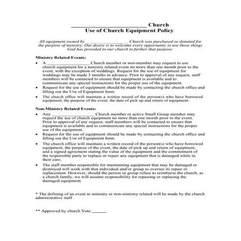 Policy and procedure manual church sample | PDF