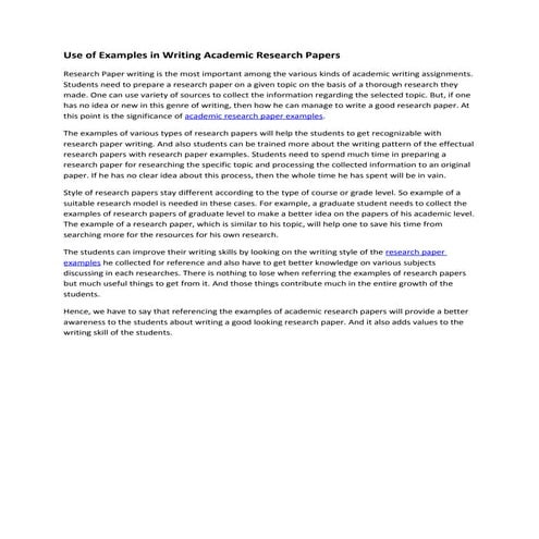 Use of examples in writing academic research papers | PDF