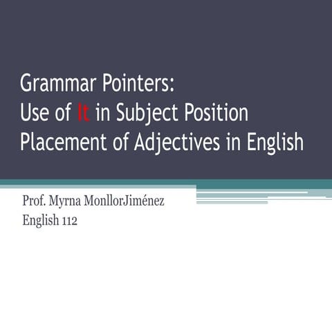 Grammar Pointers: Use of It | PPT