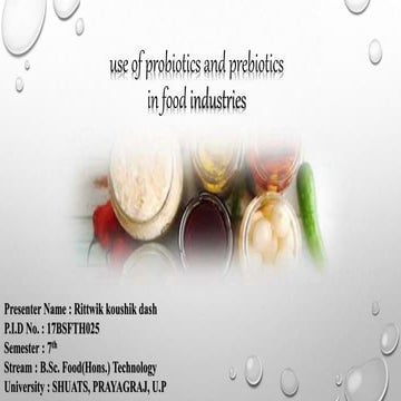 Use of probiotics and prebiotics | PPTX