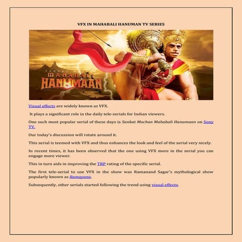 VFX IN MAHABALI HANUMAN TV SERIES | PDF