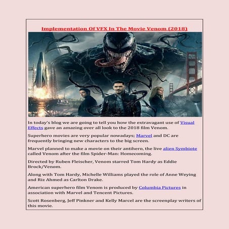 Implementation Of VFX In The Movie Venom 2018 | PDF