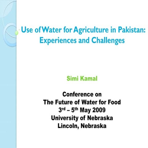 Use of Water for Agriculture in Pakistan - Experiences and Challenges.pdf