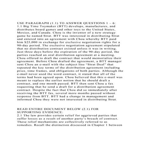 USE PARAGRAPH (1.1) TO ANSWER QUESTIONS 1 – 61.1 Big Time Toy.docx